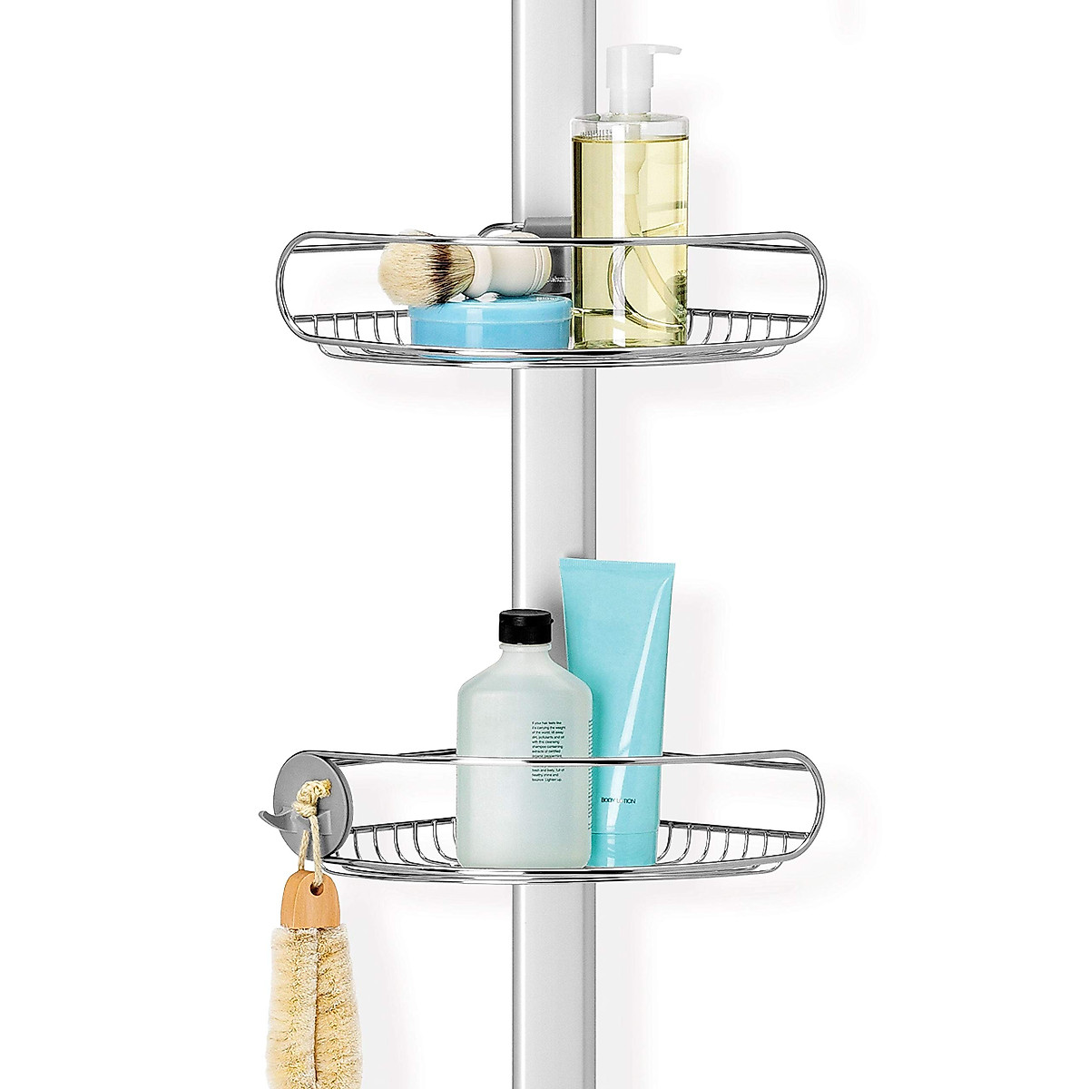 simplehuman 9' Tension Pole Shower Caddy, Stainless Steel and Anodized Aluminum