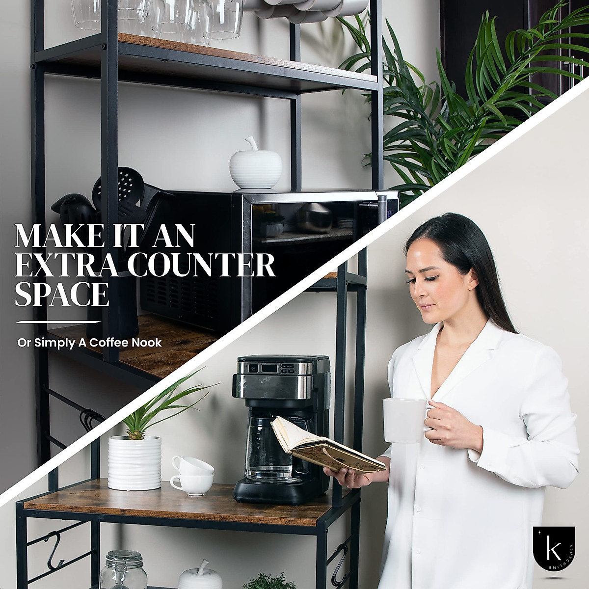 Elegant Wine Bar Cabinet - Wine Bar Stand with Durable Metal Frame and Engineered Wood - Multi-Tier Wine Cabinet with Built-in Wine Holders - Wine Rack Freestanding Floor