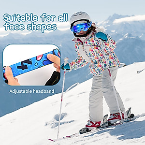 Kids Ski Goggles, OTG Kids Snow Goggles Anti Fog UV Protection Double Layer Lenses Snowboard Goggles, Helmet Compatible Goggles for Boys Girls Toddler Youth