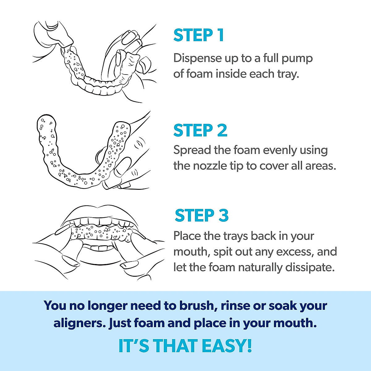 EverSmile AlignerFresh Original Clean Foam – Cleaner Compatible w/Invisalign and All Clear Aligners & Retainers – Eliminates Bacteria, Whitens Teeth, Fights Bad Breath – 50ml (4 Pack)