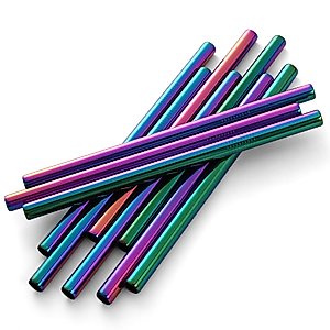 Sunwinc 100Pack Reusable Boba Straws&Jumbo Smoothie Straws-0.5" Wide. Stainless Steel 18/10 Extra Wide Reusable Metal Straws,Fat Boba Straws for Bubble Tea,Milkshakes,Jumbo Drinks (Rainbow-100Pack)
