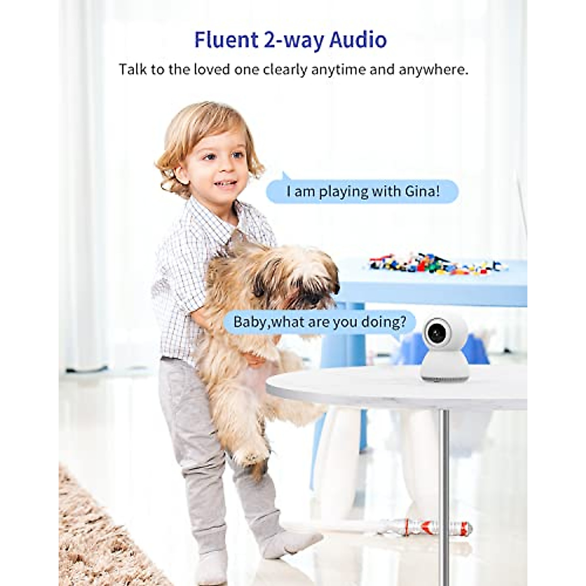 ZJX WiFi Camera Indoor, Pet Camera with Phone APP, 1080P Home Security Cam for Dog/Cat/Baby/Elder/Nanny, 2-Way Talk, Motion Tracking, Motion and Sound Detection, Compatible with Alexa White IC-03