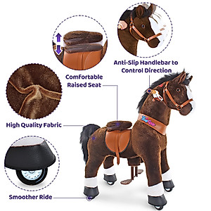PonyCycle Horse Ride on Toy for Toddlers Boy Toys Classic Model U (with Brake/ 30" Height/Size 3 for Age 3-5) Giddy up Riding Horse Rocking Horse Rides Chocolate Brown Ux321