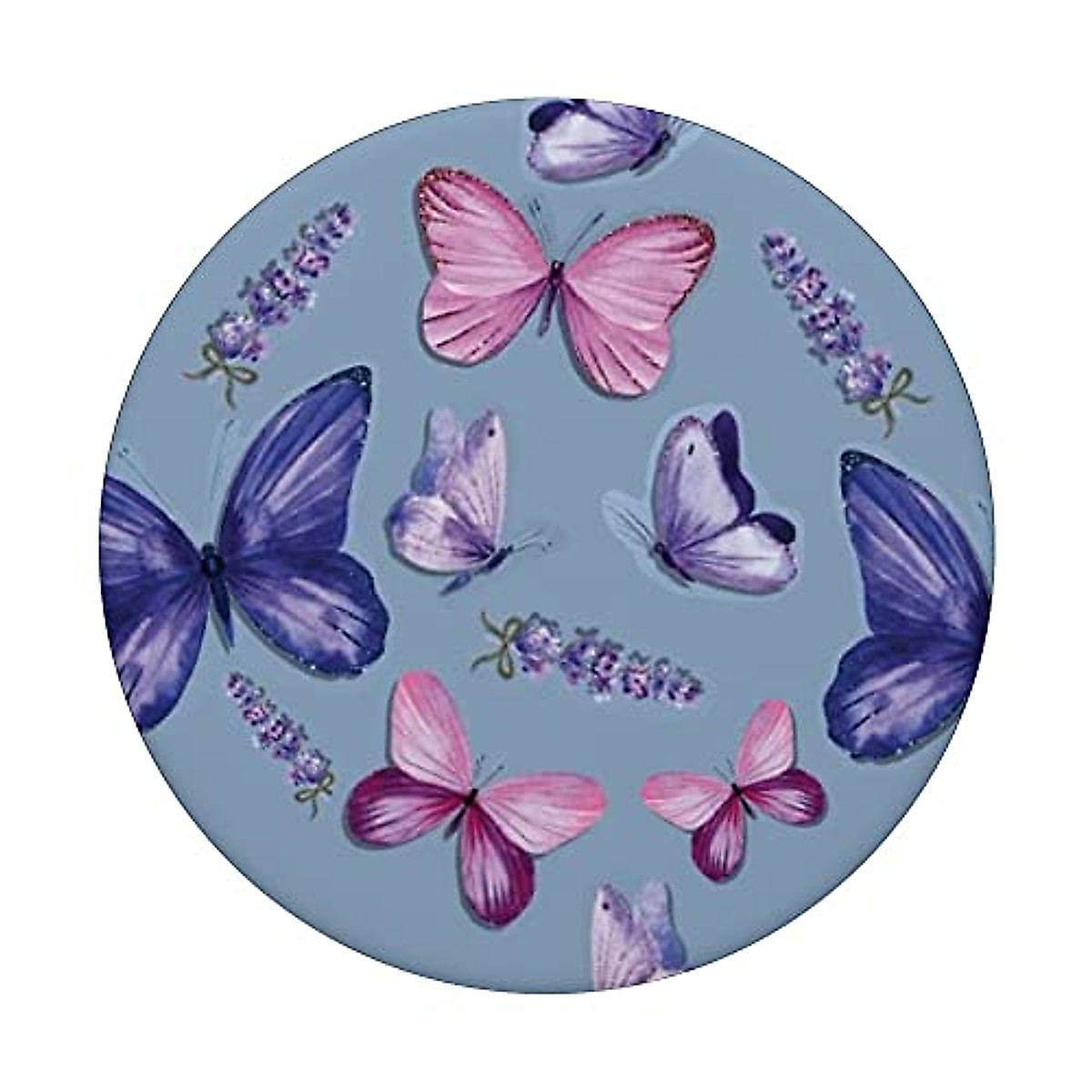 Lavender Purple Butterfly Pattern Phone Popper PopSockets Swappable PopGrip