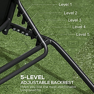 Outsunny Chaise Lounge Outdoor, 2 Piece Lounge Chair with Wheels, Tanning Chair with 5 Adjustable Positions for Patio, Beach, Yard, Pool, Black