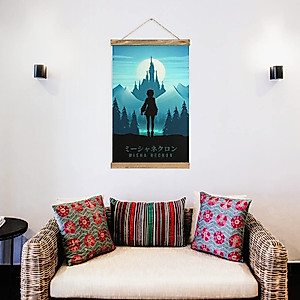 BAWUTZ Misha Necron Maou Gakuin Scroll Poster Wall Fabric Decor Hanging Paintings Wood Frame Hanger Magnetic Kit Holder Print Picture for Living Room Bedroom Decoration