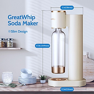 GreatWhip Sparkling Water Maker Soda Maker Machine for Home with 1L BPA Carbonating Bottle Compatible with Any Screw-in 60L CO2 Exchange Carbonator (NOT Included) Black