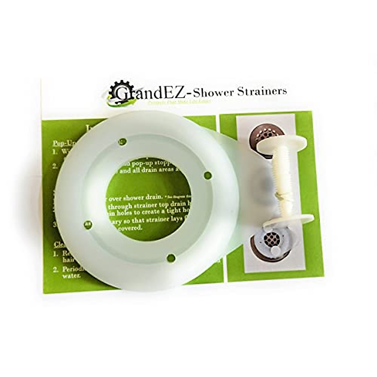 GrandEZ Shower Strainer-Our Hair Catcher Prevents Hair Clogs Immediately, Slips Right Over Your existing pop-up tub Drain or Covers Your Standing Shower Drain Without Moving Out of Place..