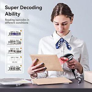 Kedida Barcode Scanner, Handheld Inventory 1D Bar Code Scanners for Computer, Automatic Label UPC EAN Reader with 6ft/2m Long USB Cable Used for Supermarket Warehouse Library and More