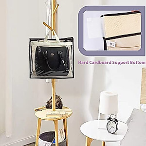 10-Pack Dust Bags for Handbags, Clear Handbag Storage Organizer for Closet, Purse Dust Bags Cover for Storage with Sturdy Bottom,Hanging Closet Organizer with Zipper Handles (10 Pack Beige)