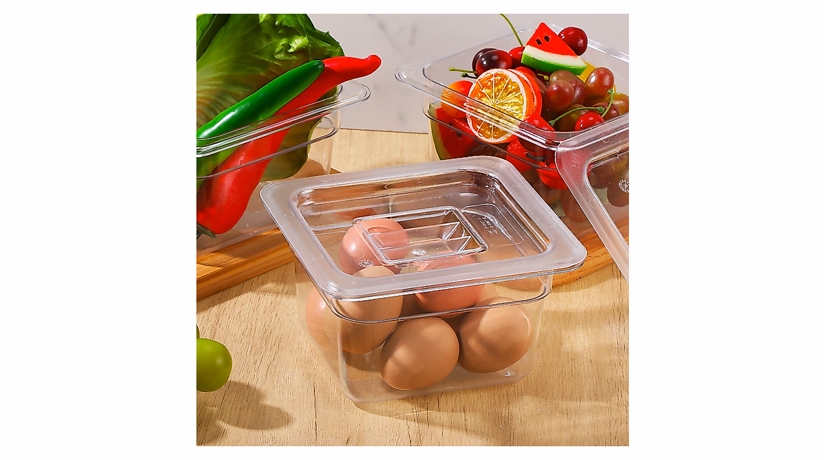 Sieral Clear 1/6 Size Food Pan Restaurant Containers with Lids Square ...