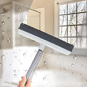 Rubber Bristle Broom for Hardwood Floors, Tiles, Carpets, Wood, and Vinyl Salon Broom, Rubber Squeegee Broom, Rubber Rake for Human Hair, Pet Hair, Fur, Lint, Liquid, Grey, by Superio (Head Only)