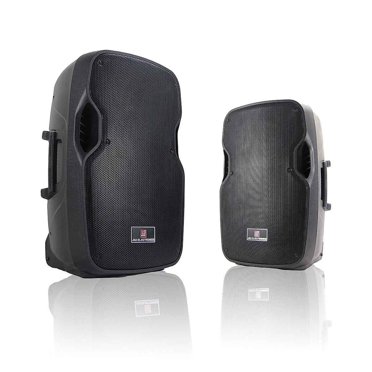 GJ JGA ELECTRONICS PA Speakers Bluetooth System 12 Inch Active & Passive Powered Speaker Wired Microphone,MP3/USB/SD/AUX Input, Dust Bag,Speaker Stands,Remote Control…