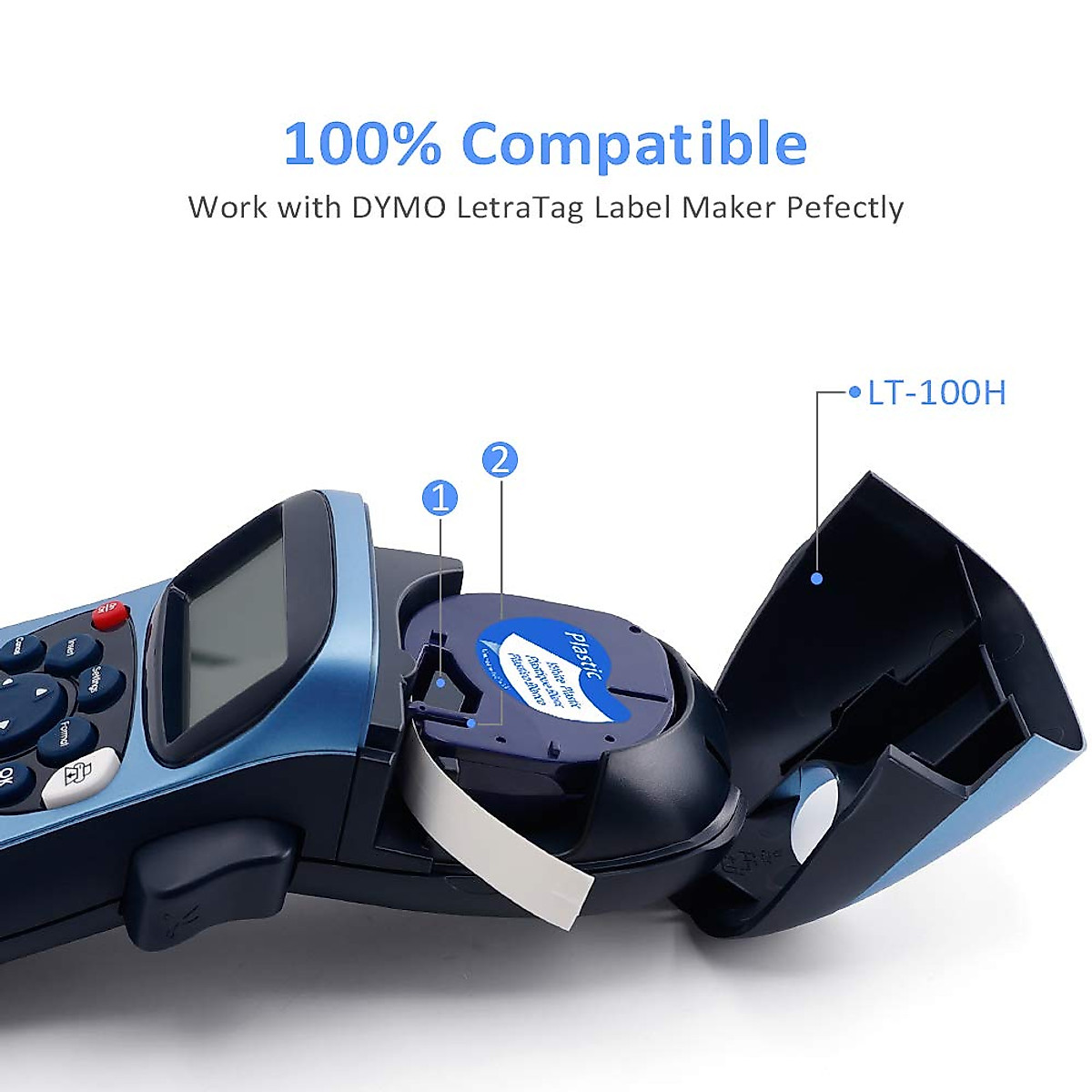 Compatible with Dymo Plastic Label Tape, Replacement for Dymo Letratag Label Refills 12mm x 4m 1/2 x 13 Color Tape 91331 91330 16952 Work for Dymo Letra Tag LT-100H LT-100T QX50