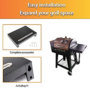 GRISUN Side Table Shelf for Pit Boss Lexington 540 Grills, Heavy Duty Steel Grill Accessories for Pit Boss Lexington - 71505 PB500LX1 Wood Pellet Grill