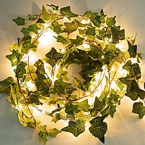 Minetom 2 Pack 6 Ft. Ivy String Lights - Battery Operated 72 LED Artificial Ivy Lights, Warm White Bedroom Vines Lights for Wall Room Window Wedding Indoor Party Festival Decor