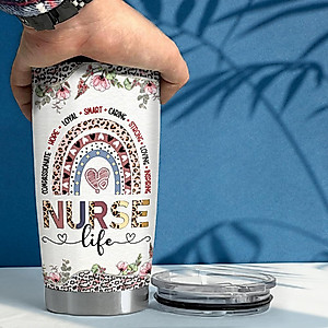 SANDJEST Nurse Tumbler 20oz Nurse Gifts for Nurses Women Nursing Stainless Steel Insulated Tumblers Coffee Travel Mug Cup Gift for Nurses Week Graduation Christmas