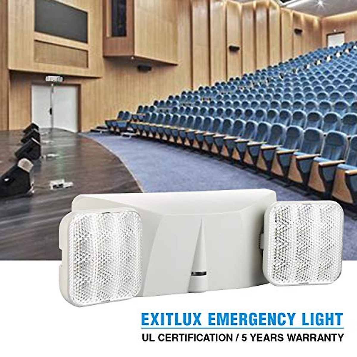 EXITLUX 6 Pack White Exit Sign with Emergency Light-UL Certified-Hardwired Emergency Light Standard -Adjustable Lamps & 90-Minute- Emergency Exit Light Fixtures,UL 924,120/277V AC