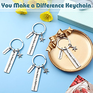 Yinkin 6 Pcs Thank You Gifts Appreciation Keychain You Make a Difference Gift Key Chain Thank You Keychain Engraved Stainless Steel Key Charm for Christmas Coworker Teacher Doctor Employee