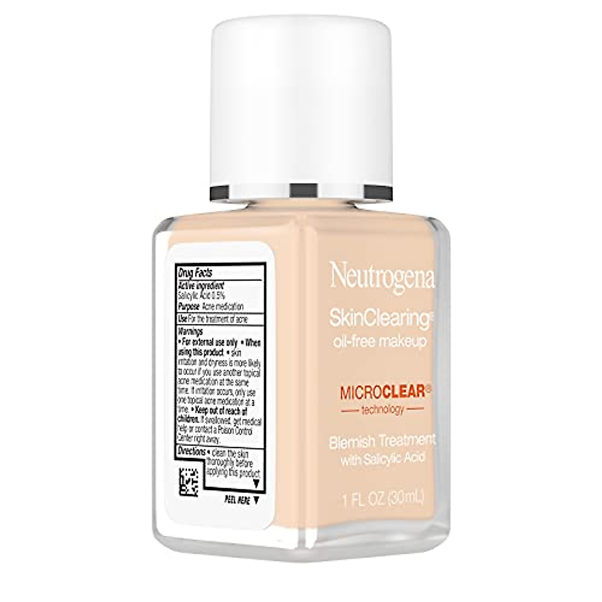 Neutrogena SkinClearing Oil-Free Acne and Blemish Fighting Liquid Foundation with Salicylic Acid Acne Medicine, Shine Controlling, for Acne Prone Skin, 30 Buff, 1 fl. oz