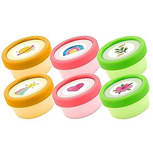 HOUSYLOVE Plastic Small Containers With Lids For Lunch Box, Colorful Dressing Sauce Containers For Lunch Box, Tiny Containers With Lids, Dip Containers For Lunches, 6 Pack