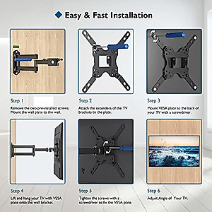 BONTEC Full Motion Articulating Arm TV Wall Mount for 13-43 Inch LED LCD OLED TVs, Tilt, Swivel & 360°Extension Rotation TV Monitor Wall Mount up to 44lbs, Max VESA 200x200mm, Bubble Level, Cable Ties