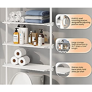 ALLZONE Over The Toilet Storage Cabinet, 4-Tier Over Toilet Bathroom Organizer, Adjustable Bathroom Shelves Over Toilet, Fit Most Showers on Above Toilet Storage, 93 to 116 Inch, Metal Shelves,White