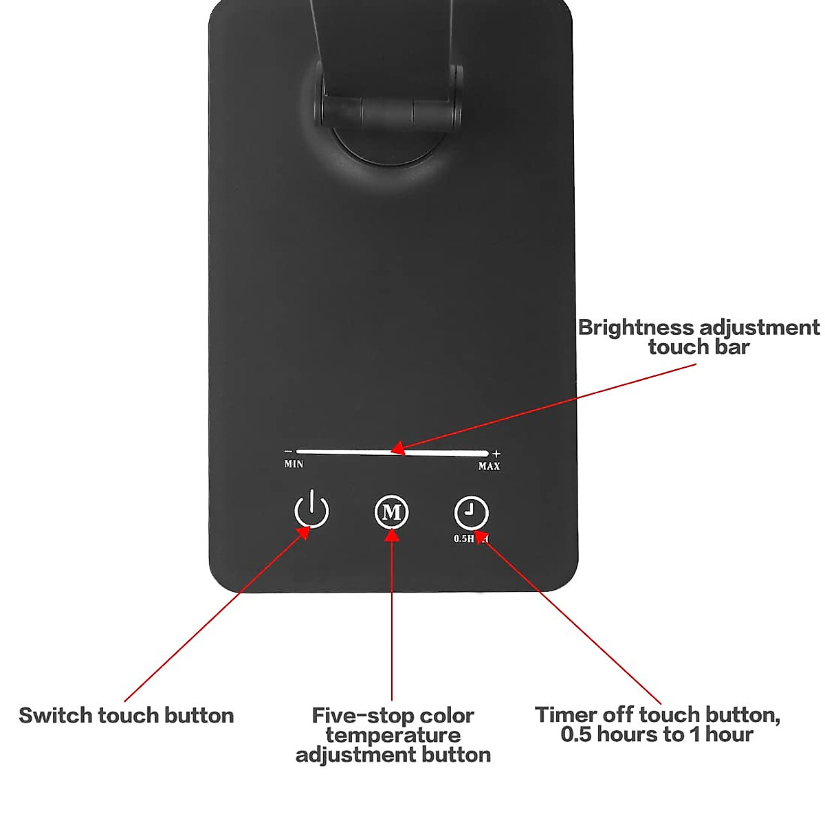 Starkitchen Desk Lamp with USB Charging Port Folding Office Lamp Touch Control 5 Kinds of Lighting Modes Can be Timed (Black)