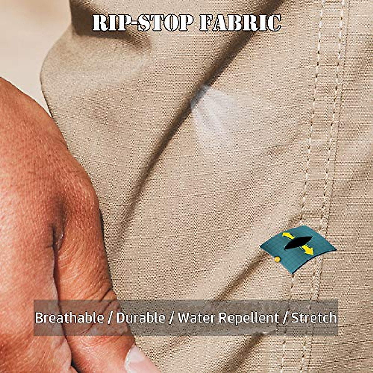 CARWORNIC Men's Outdoor Tactical Pants Rip-Stop Lightweight Stretch Military Cargo Work Hiking Pants Army Green