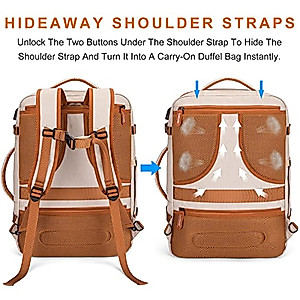 Lumesner Carry on Backpack, Extra Large 40L Flight Approved Travel Backpack for Men & Women,Expandable Large Suitcase Backpacks With 4 Packing Cubes,Water Resistant Luggage Daypack Weekender Bag,Beige