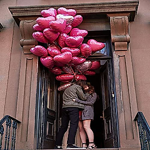 12Pcs Heart Shape Foil Balloons, 18" Balloons Aluminum Foil Decorations Suitable for Birthday Parties, Weddings, Engagement Parties, Valentine's Day Decorations, Celebrations, Anniversaries (Pink)