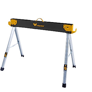 WORKESS Saw Horses 2 Pack Folding, Heavy Duty Sawhorse Table 2600 Lbs Load Capacity with 2x4 Support Legs, Portable Folding and Fast Open Legs and Easy Grip Handle for Woodworking.