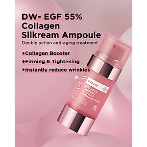 EASYDEW EGF 55% Collagen Silkream Ampoule- Korean Facial Serum for Firmness & Elasticity with Peptides, Amino Acids - Day & Night Anti Aging Silky Smooth Skincare, 1.86oz.