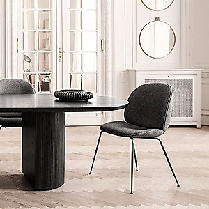LAKIQ Black Dining Table Modern Solid Wood Dining Room Table Contemporary Oval Double Pedestal Kitchen Table Conference Room Table Kitchen Island Table-Table Only(78.7" L x 35.4" W x 29.5" H)
