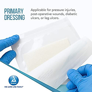 Dynarex DynaGinate Calcium Alginate Wound Dressing - Sterile, Non-Stick Topical Wound Pads - Absorbent Gel Patches For Moderate To High Exuding Cuts - 4"x 8", Box of 5