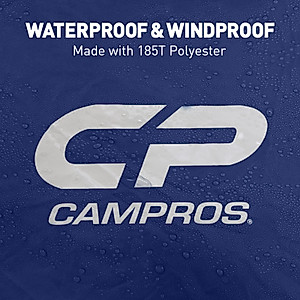 CAMPROS CP Tent 9 Person Camping Tents, Waterproof Windproof Family Tent with Top Rainfly, 4 Large Mesh Windows, Room Divider, Easy Set Up, Portable with Carry Bag - Blue