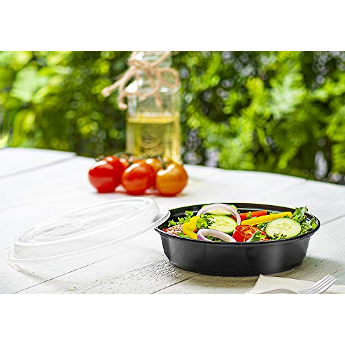 Ez Prepa 15 Pack Plastic Meal Prep Containers - 22 oz Round Food Storage Containers with Snap-On Lids – BPA-Free Reusable Lunch Containers are Freezer, Microwave and Top-Shelf Dishwasher Safe