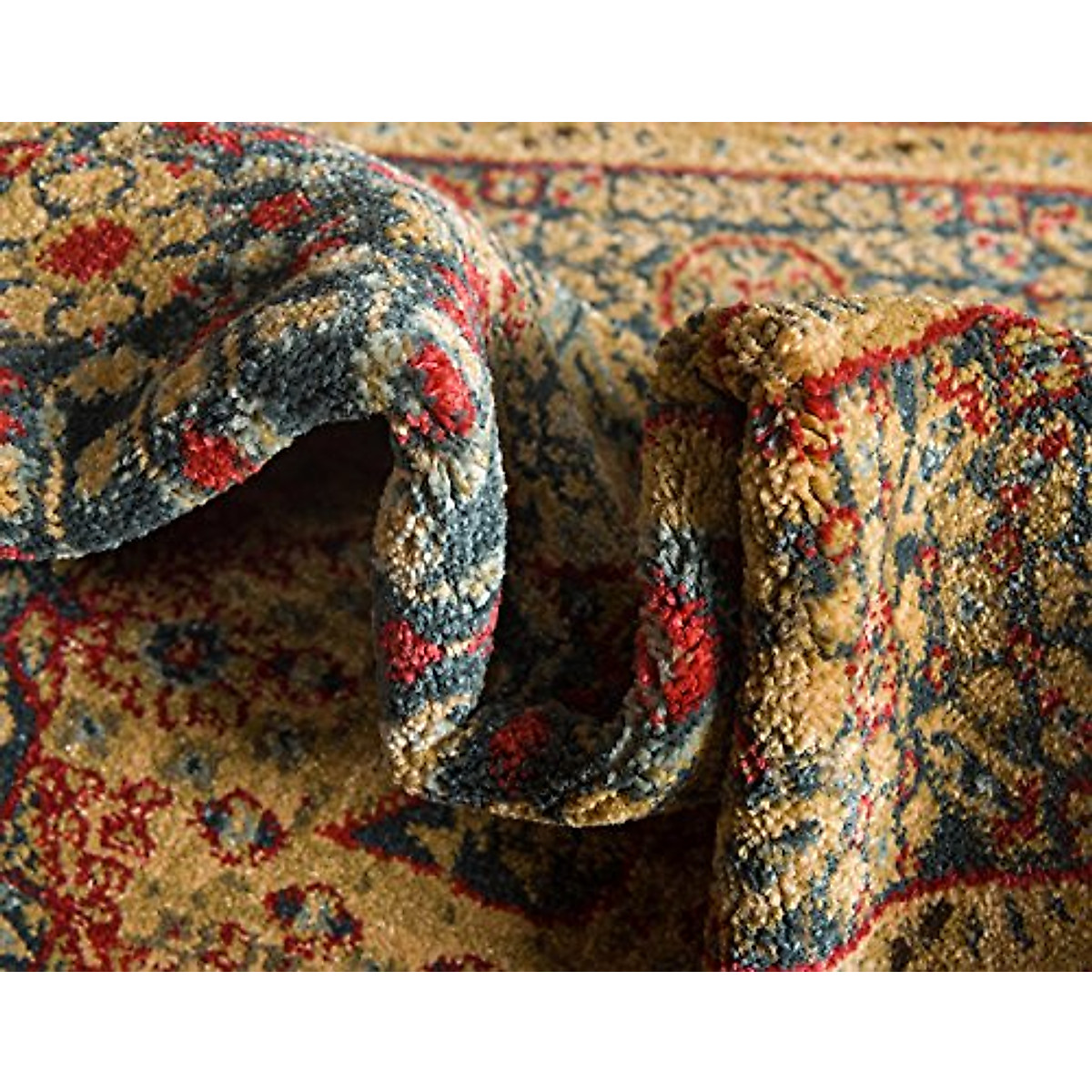 Unique Loom Palace Collection Traditional, Southwestern, Medallion, Geometric Area Rug, 9' 0" x 12' 0", Navy Blue/Tan