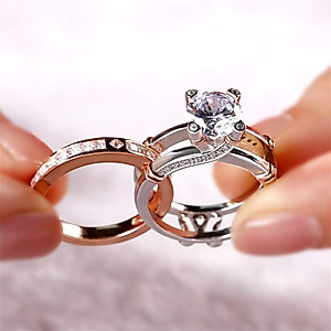 Jeulia Diamond Band Rings for Women cz Sterling Silver Interchangeable Ring Sets Wedding Engagement Anniversary Promise Ring Bridal Sets