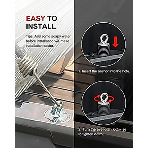 DAYDOOR ATV Anchors, General Tie Down Anchor, UTV Lock and Ride 2" Bed Anchor Compatible with Polaris Ranger 1000 XP 900 XP 800 700 500 570 with 1-7/16" Hole (6 Pcs,Black)