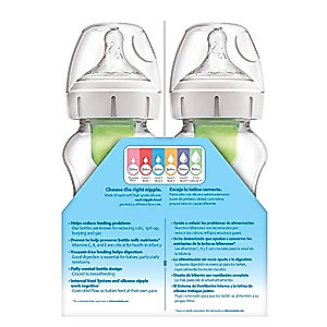 Dr. Brown’s Natural Flow® Anti-Colic Options+™ Wide Baby Bottles, 9 oz/270ml, with Level 1 Slow Flow Nipple, 4 Pack Good Morning/Good Night Gift Set
