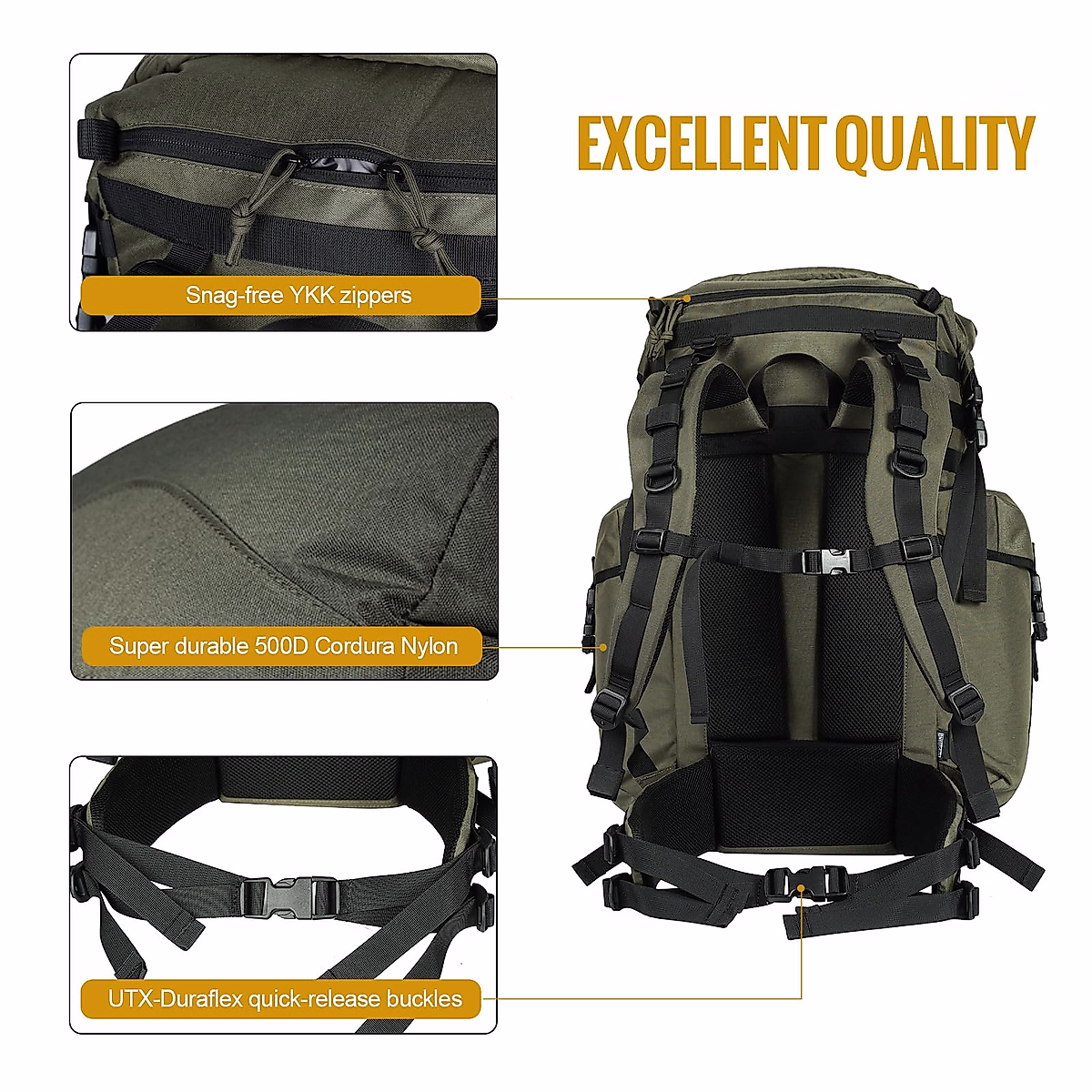 OneTigris WILD ROCKET 45L Backpack - Durable 500D Cordura Nylon ALICE Pack, Hiking Daypack for Outdoor Adventures