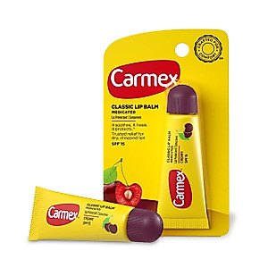 Carmex Classic Lip Balm Cherry SPF 15, 0.35 Ounce Pack of 3 (Tube in Blister Pack), Presentation may vary