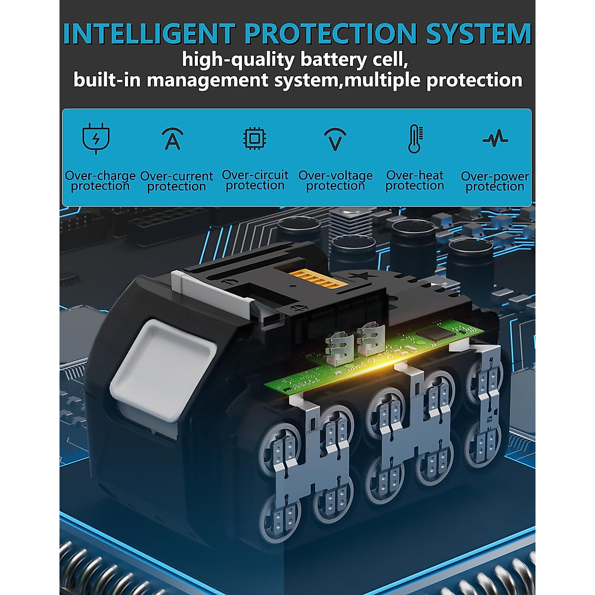 Nyveyoo Upgraded 6.0Ah Replacement 18V Battery for Makita, Compatible with Makita 18V Battery Lithium ion BL1850 BL1850B BL1840 BL1840B BL1830 BL1830B BL1815 LXT 18V Battery Chargers, 4Pack