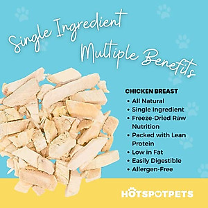 hotspot pets Freeze Dried Chicken Treats for Cats & Dogs - Single Ingredient All Natural Grain-Free Chicken Breast - Perfect for Training, Topper or Snack - Made in USA - 1LB Bag (Chicken Breast)