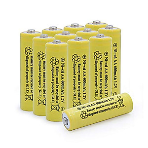 BAOBIAN AA NiCd 600mAh 1.2V Rechargeable Batteries Low Self Discharge for Solar Lights Outside Garden Lamps,Remotes,Mice Pre-Recharged (12Pack)