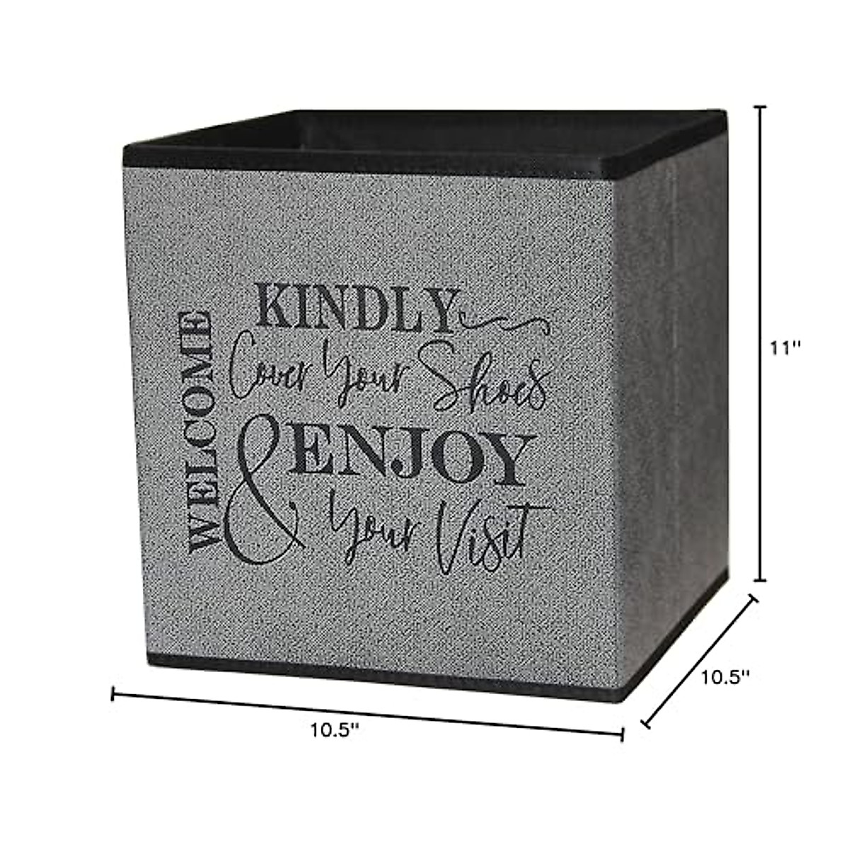 Shoe Cover Box - Welcome Guests to Please Cover Shoes. Indoor Foldable Storage Bin to Fill w/your Favorite Booties. For Homeowner, Real Estate Agent, Realtor Open House Supplies | 1 Grey & Black