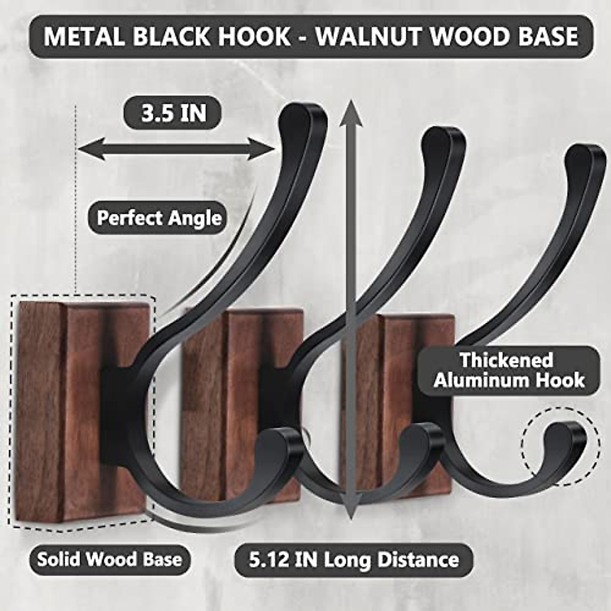 Wood Wall Hooks, 3 Pack Wall Hooks Heavy Duty, Rustic Wood Hooks Wall Mounted, Wall Hooks for Hanging Coat, Towel, Keys, Hat, Umbrella, Bag, Rag and Kitchen Utensils