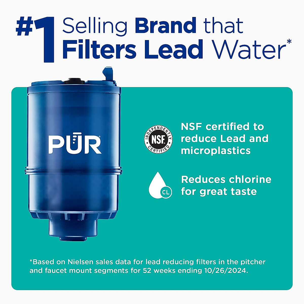 PUR PLUS Faucet Mount Water Filtration System, Chrome – Vertical Faucet Mount Water Filter for Sink – Crisp, Great-Tasting Filtered Water, FM3700