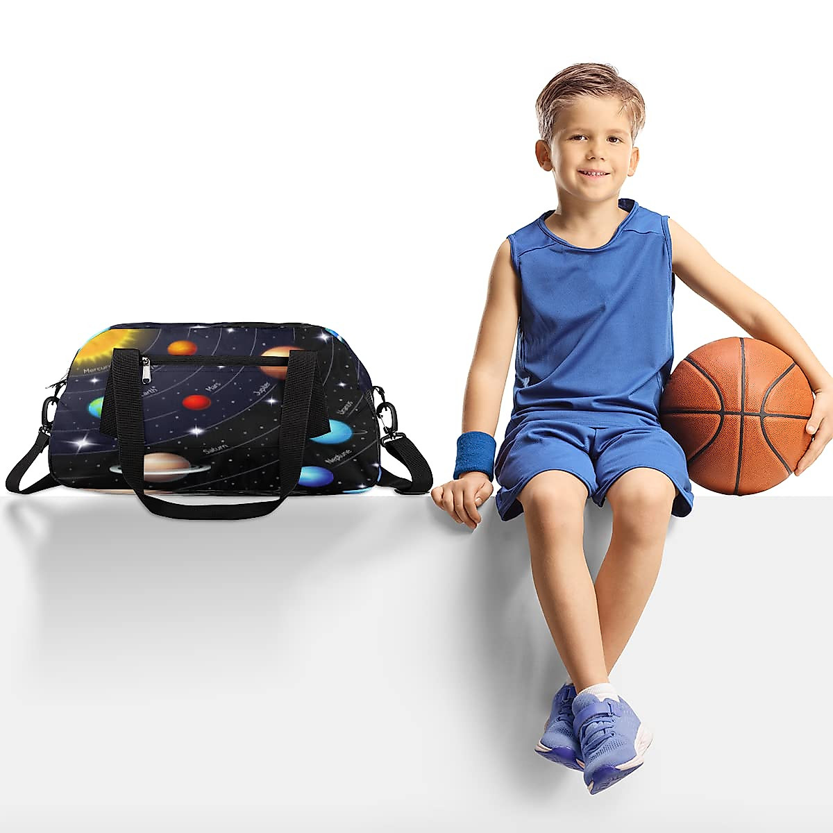 Universe Galaxy Solar System Kids Duffel Bags for Boys Girls Small Carry On Travel Weekender Overnight Bag Dance Bag Sports Gym Bag Ballet Bag Gymnastics Bag for School Practice Little Girls Boys